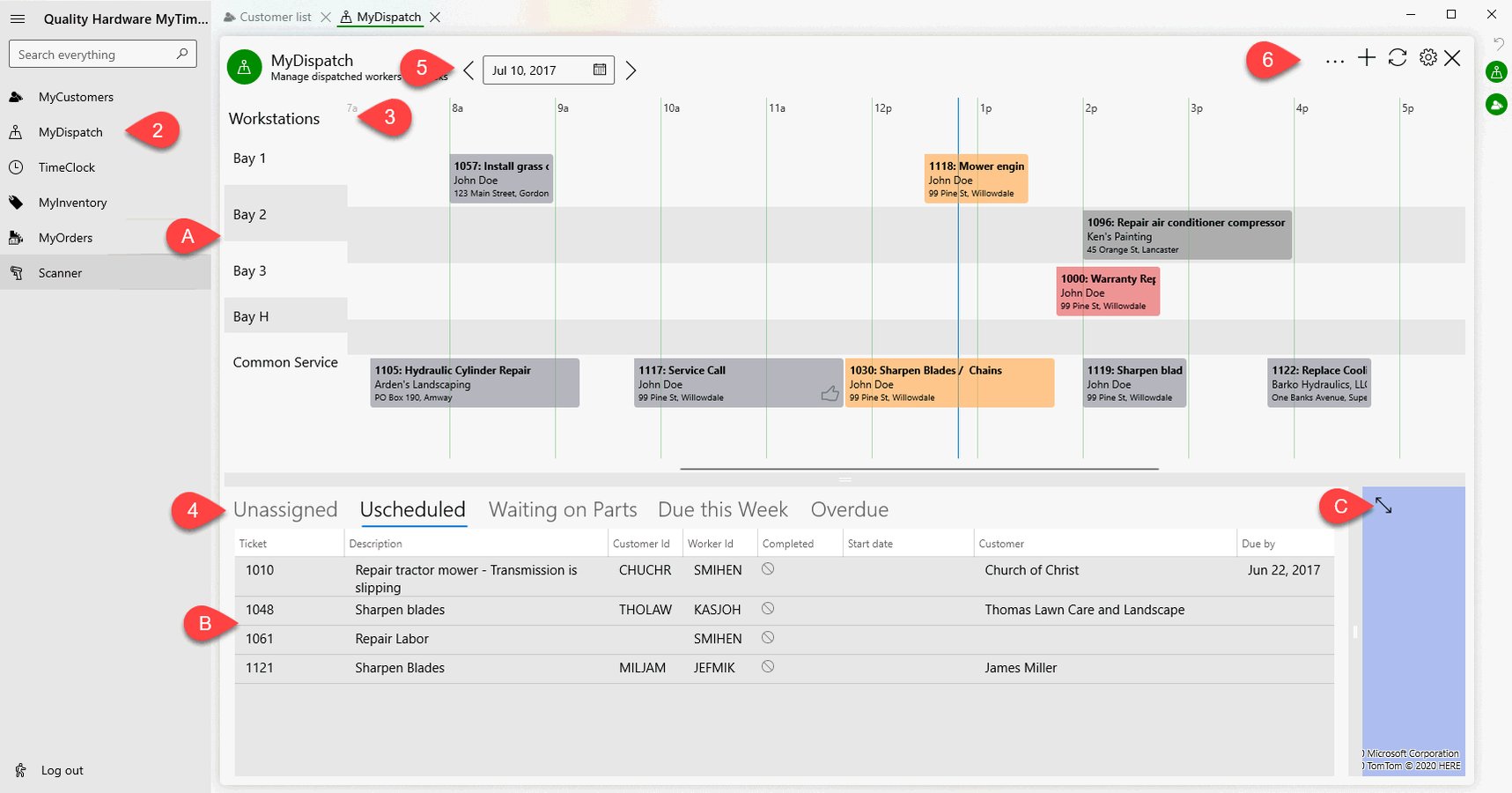 Scheduling Service Bays or Workstations in MyDispatch